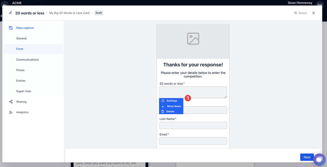 20 Words or Less Card